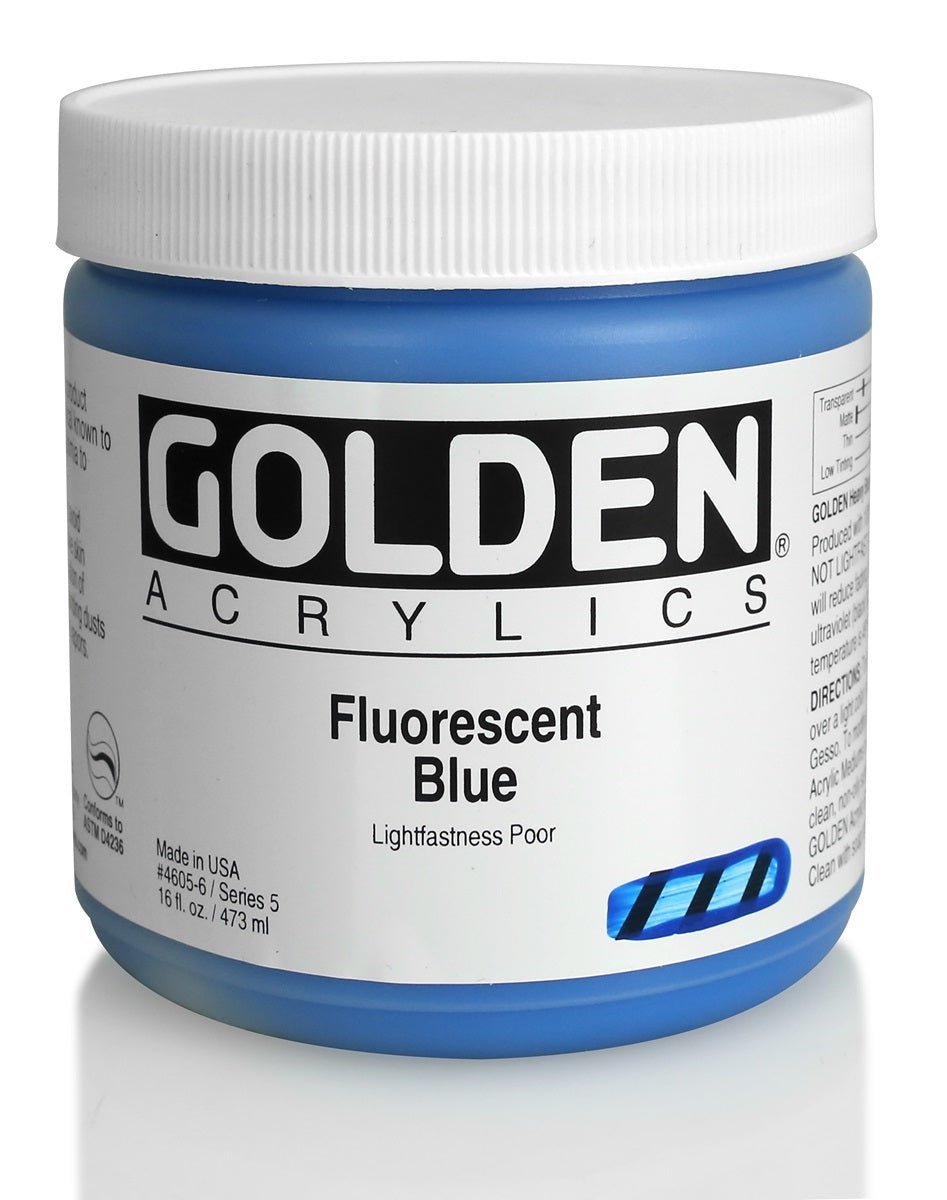 Golden Heavy Body Acrylic Fluorescent Blue 16 oz - The Merri Artist ...