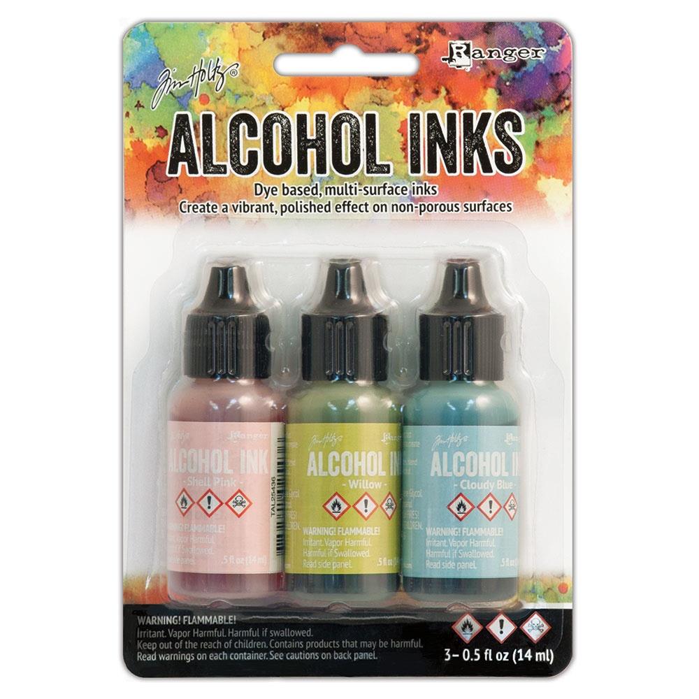 Tim Holtz Alcohol Ink Set of 3 - Countryside (Shell Pink, Willow, Clou