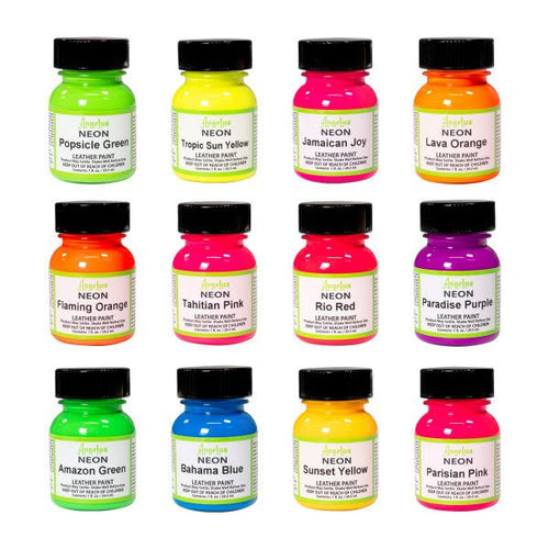 Angelus Acrylic Leather Paint Kit - 1 oz Neon - 12 color set - The ...